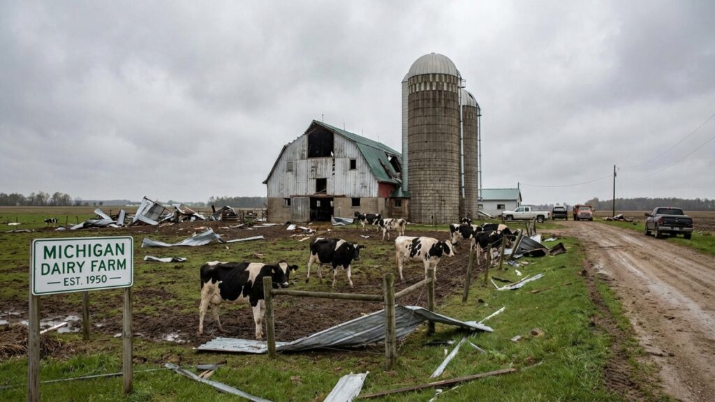 Tornado Devastates Michigan Dairy Farm, Hundreds of Cows Escape – Lake ...
